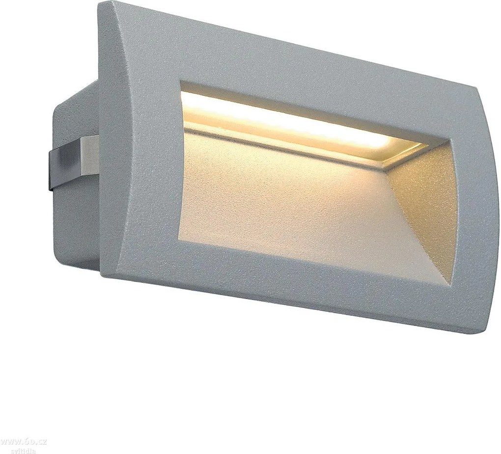 SLV Big White 233624 Downunder Out LED M, stříbrnošedé zápustné svítidlo do stěny, 3,3W LED, 3000K, 14x7cm, IP55