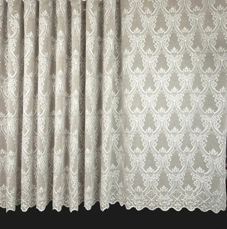Voálová Luxusní vyšívaná záclona Versailles Cappuccino metráž Ervi 3634-18