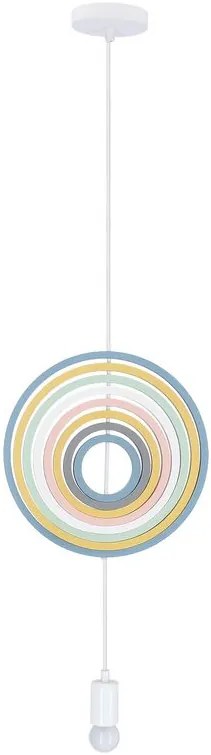 Bílo-duhový závěsný lustr Hoops pro žárovku E27  - Candellux