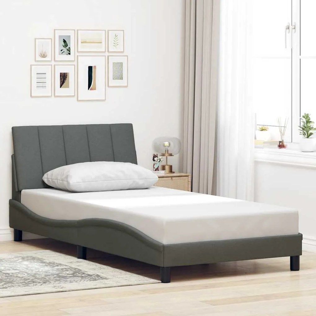 Rám postele bez matrace Hanko tmavě šedá 100 x 200 cm textil 3310441
