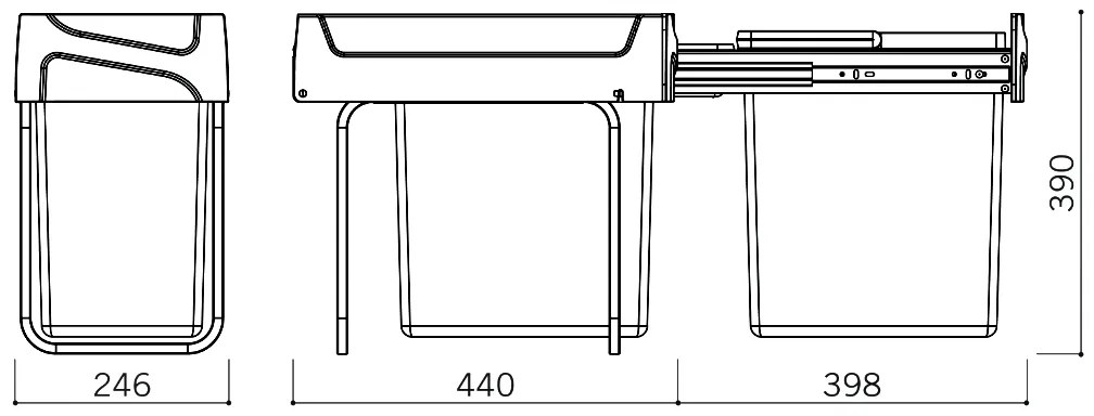 In-Design Odpadkový koš UNION K30 s integrovaným výsuvem 20 L + miska - antracit