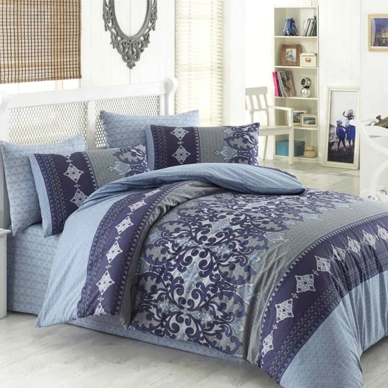 Bavlněné ložní povlečení LAUREN modré francouzská postel