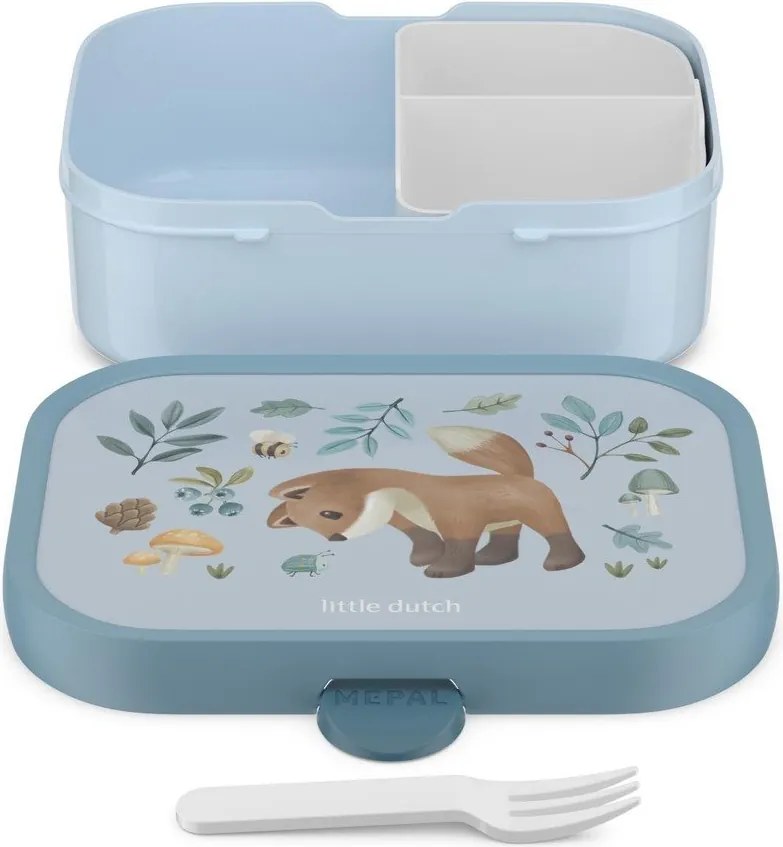 Světle modrý plastový dětský svačinový box Forest Friends – Mepal