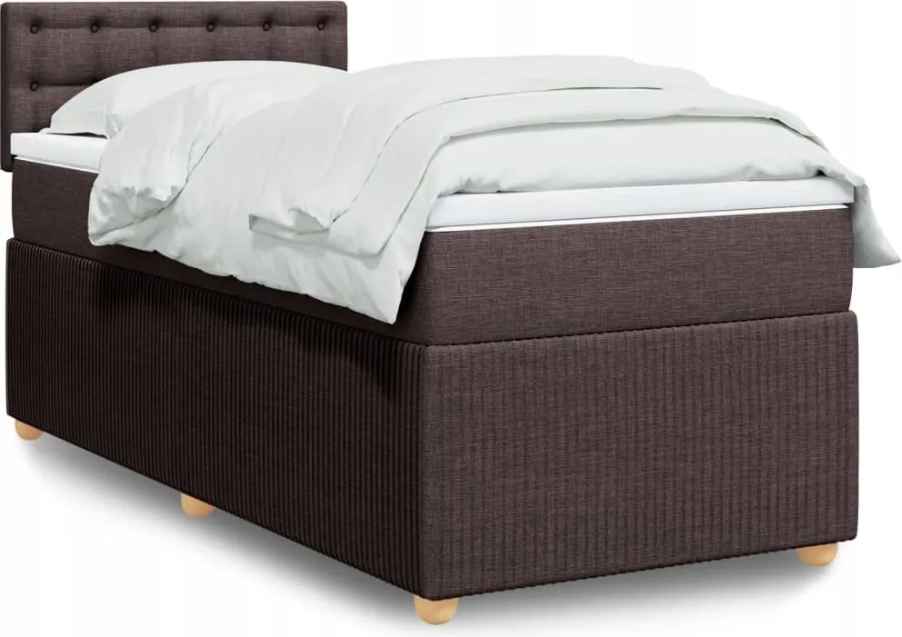 Box Spring Postel S Matrací Textil Tmavě Hnědá tlačítka 80 x 200 cm