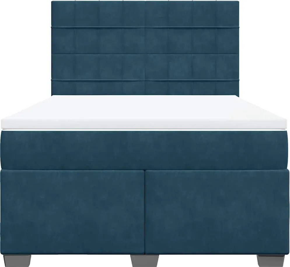 Box spring postel s matrací modrá 160 x 200 cm samet 3290958