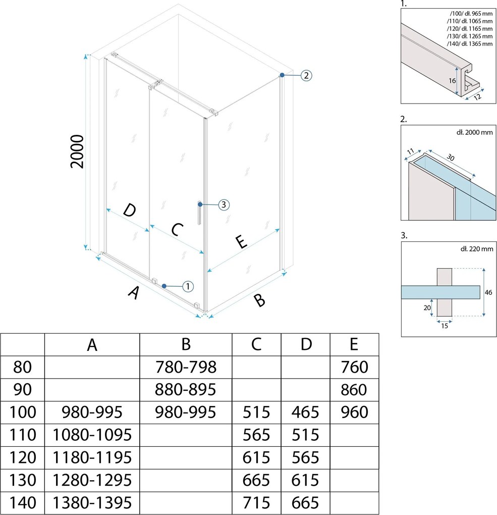 Rea Montana, sprchová kabina s posuvnými dveřmi 110x90cm, 6mm čiré sklo, zlatý matný profil, KPL-K2514