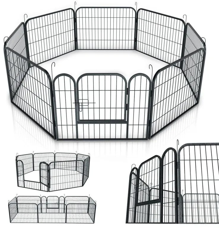 Kovová ohrádka pro štěňata a malá zvířata 160x160x60 cm