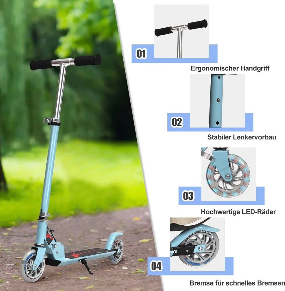 Costway Scooter Výškově nastavitelná dětská koloběžka Skládací koloběžka se 2