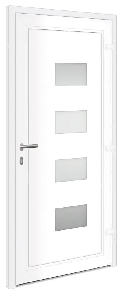 Vchodové dveře bílé 100 x 210 cm hliník a PVC,  3157063