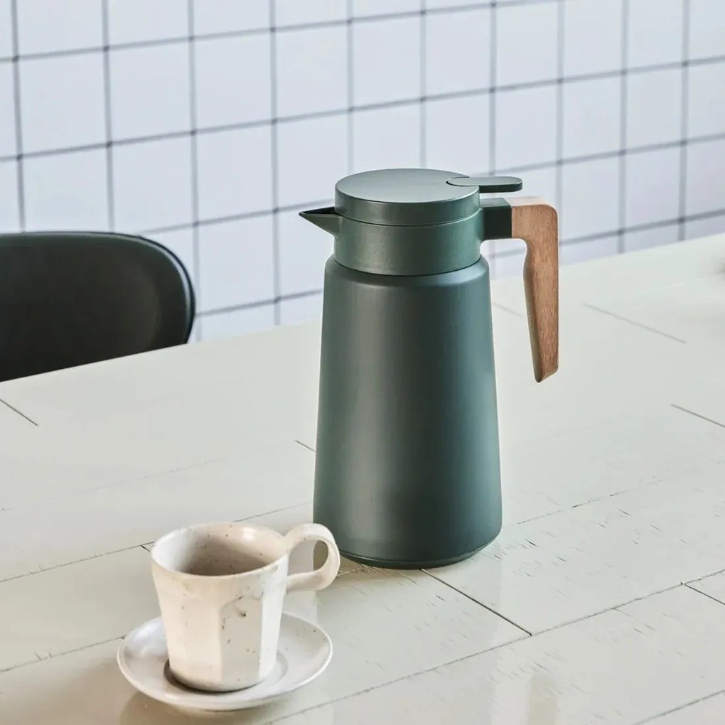 Termoska s dřevěnou rukojetí Cole Dark Green 1,8 l House Doctor