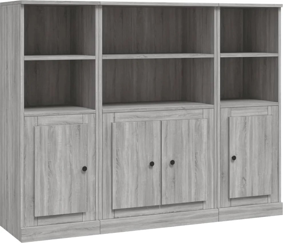 Příborníky 3 ks šedé sonoma kompozitní dřevo 3185309