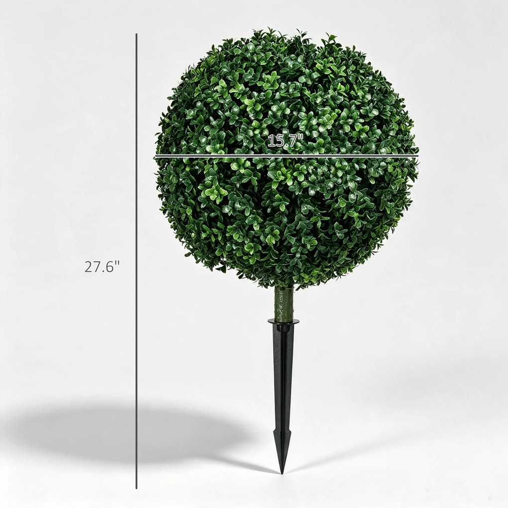 HOMCOM 2-dílná Velká Umělá Buxusová Rostlina 70 cm s UV Ochrannou, Realistické Umělé Rostliny s Podpěrami do Země pro Moderní Dekoraci Obývacího Poko…