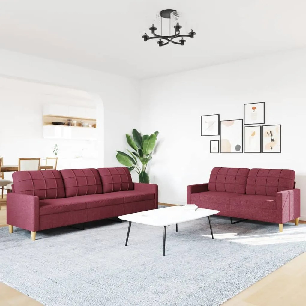 2dílná sedací souprava vínová textil 3278325
