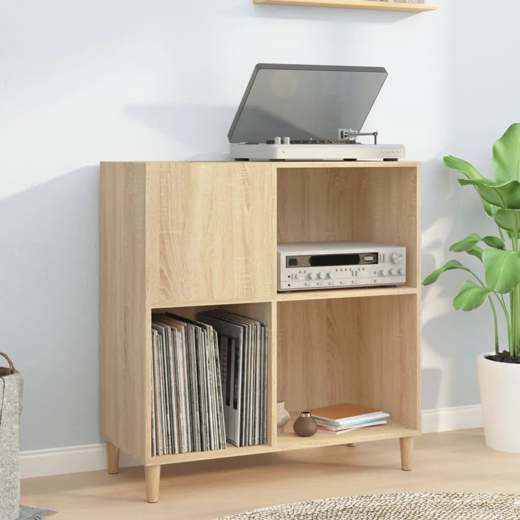 Skříňka Na Lp Desky Dub Sonoma 84,5X38X89 Cm Kompozitní Dřevo Černá