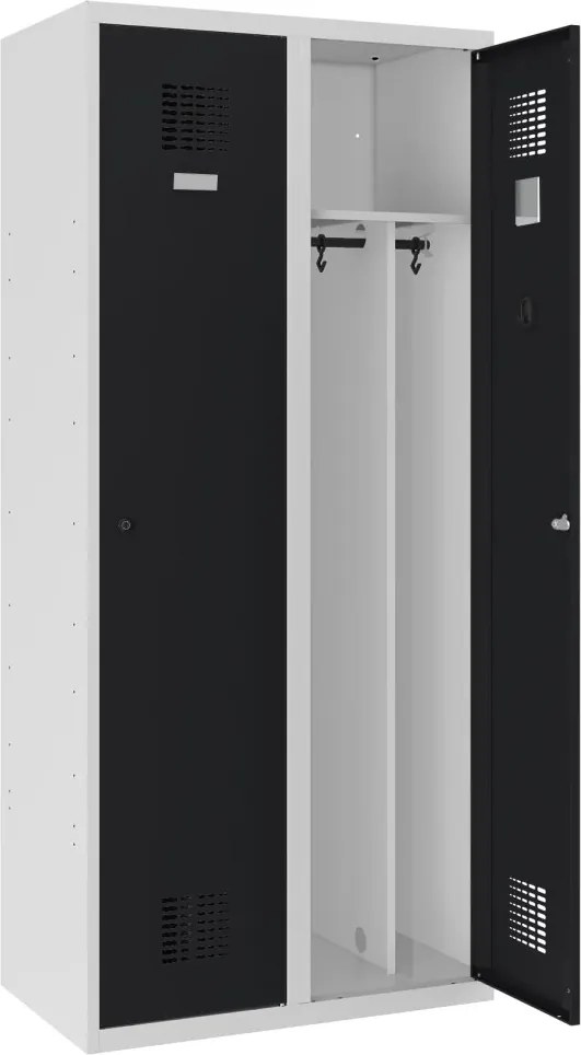 MALOW Šatní skříň kovová Sum 420 W šířka 800 mm [bílá šedá, béžová, cylindrický zámek]