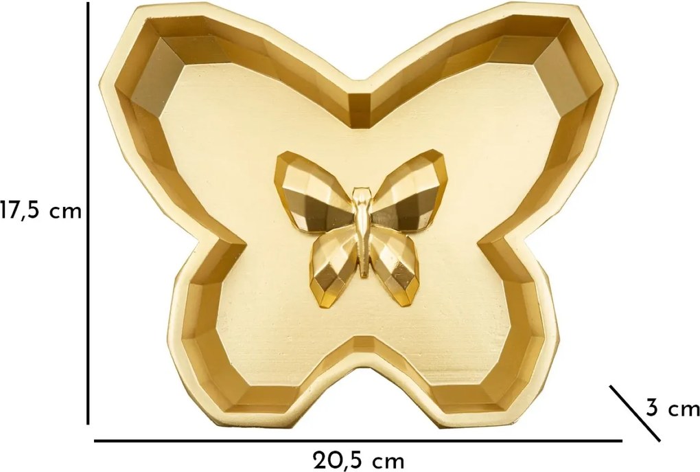 Dekorativní odkládací miska Butterfly 20,5 cm zlatá