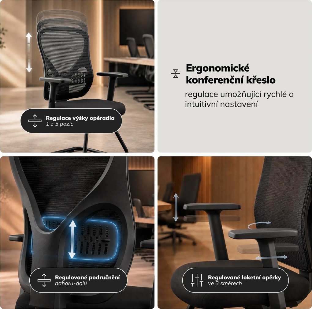 Černá kancelářská konferenční židle ORBIT