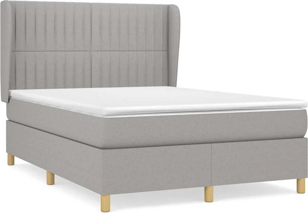 Box spring postel s matrací světle šedá 140 x 190 cm textil 3128677