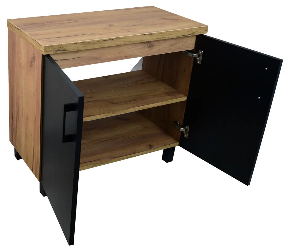 Comodo Koupelnová skříňka pod deskové umyvadlo ROSO GOB 80-HD - zlatý dub/černá