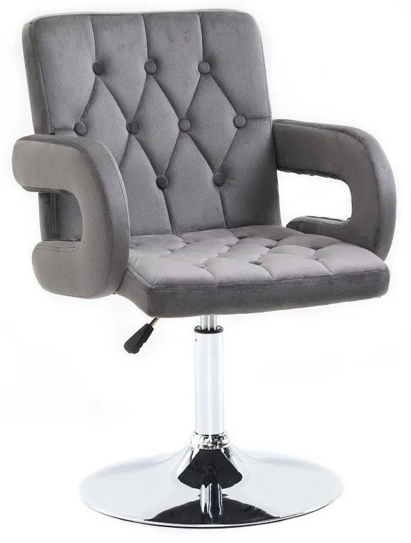 LuxuryForm DESIGN Otočná židle BOSTON VELUR na stříbrném talíři - šedá
