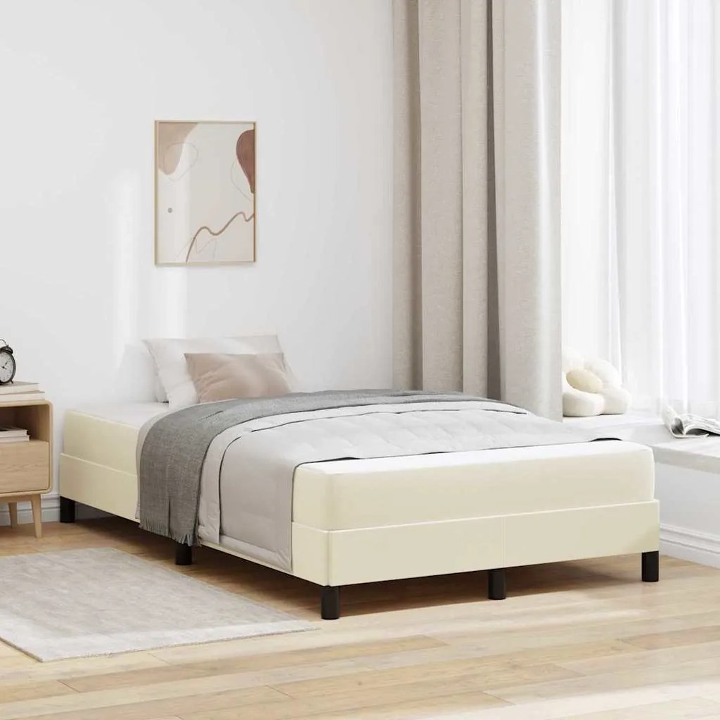 Rám postele s matrací Krémová 120 x 200 cm textil 3398625