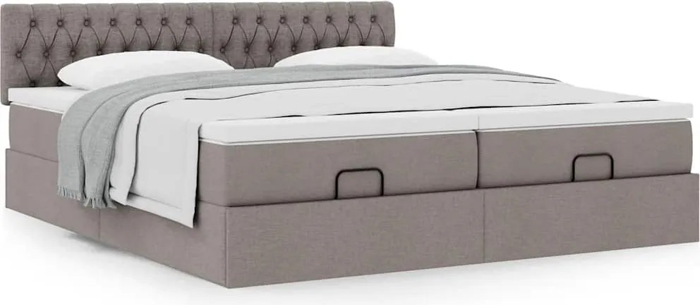 Osmanský rám postele s matrací taupe 180x200cm textil 3312019