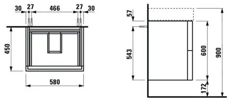 Laufen Kartell Skříňka pod umyvadlo 60 cm, 2 zásuvky, bílá matná H4075690336401