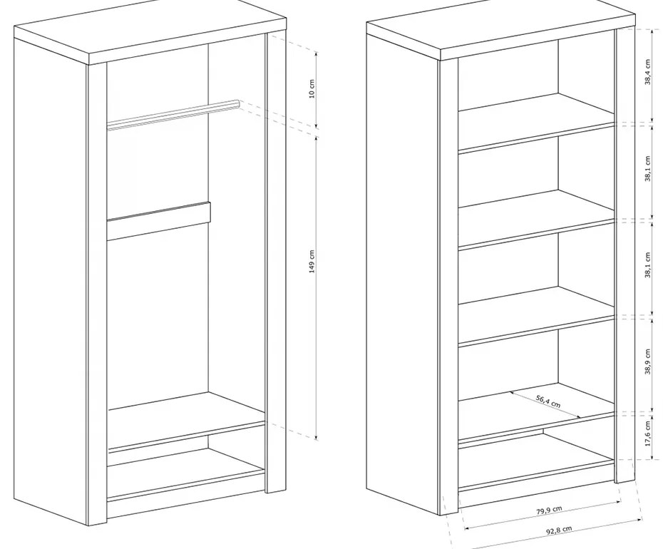 INDIANAPOLIS s | šatní skříň I-1 | 96 cm | jasan světlý