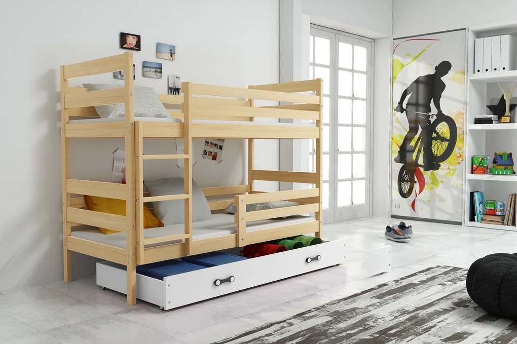 BMS Group Dětská patrová postel s úložným prostorem ERYK borovice Velikost postele: 160x80 cm, Barva šuplíku: Grafit