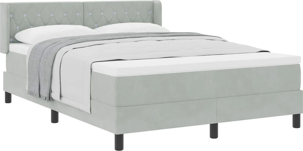 Postel s boxspringem s čelo Světle šedá 190 x 140 cm samet 3341408