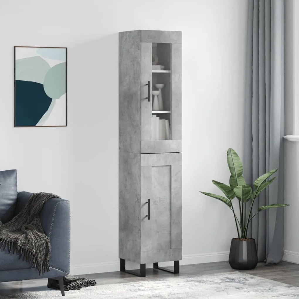 Skříň highboard betonově šedá 34,5x34x180 cm kompozitní dřevo