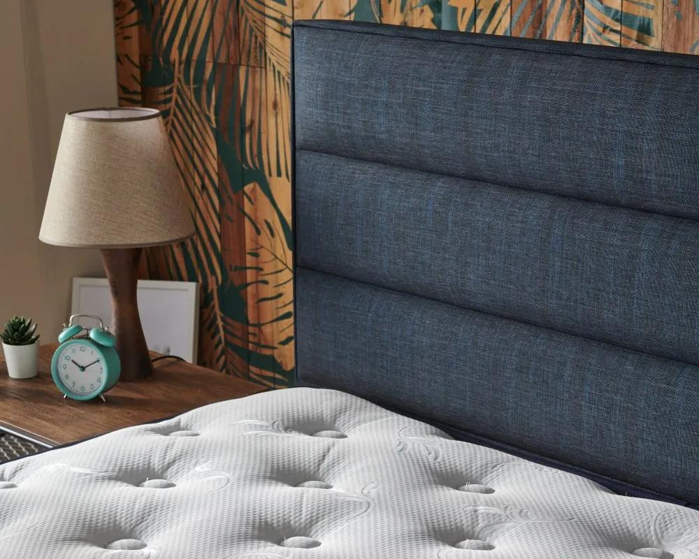 Čalouněná postel HYPERSOFT s matrací - modrá 150 × 200 cm