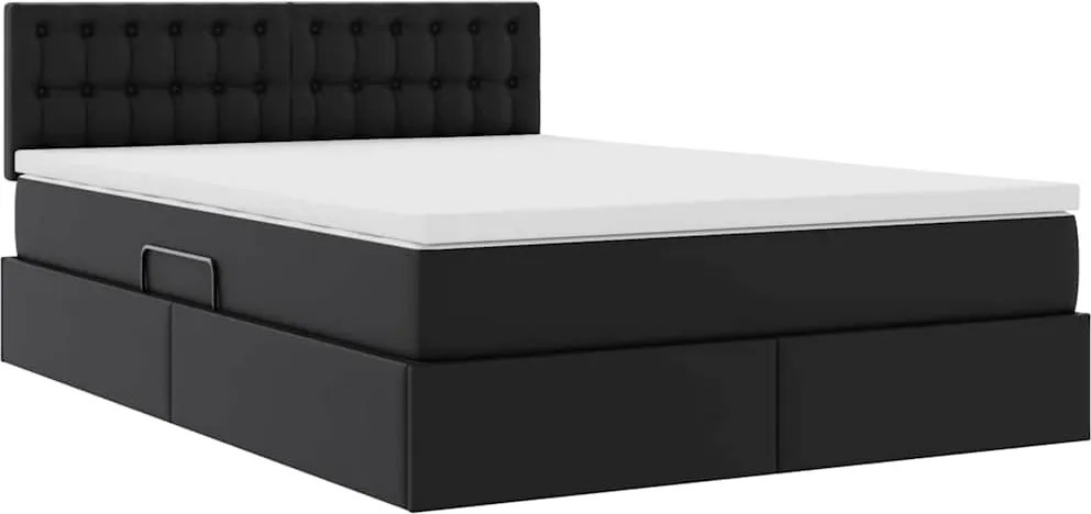 Postel s úložným prostorem a matrací s čelo Černá 140 x 190 cm 3370393