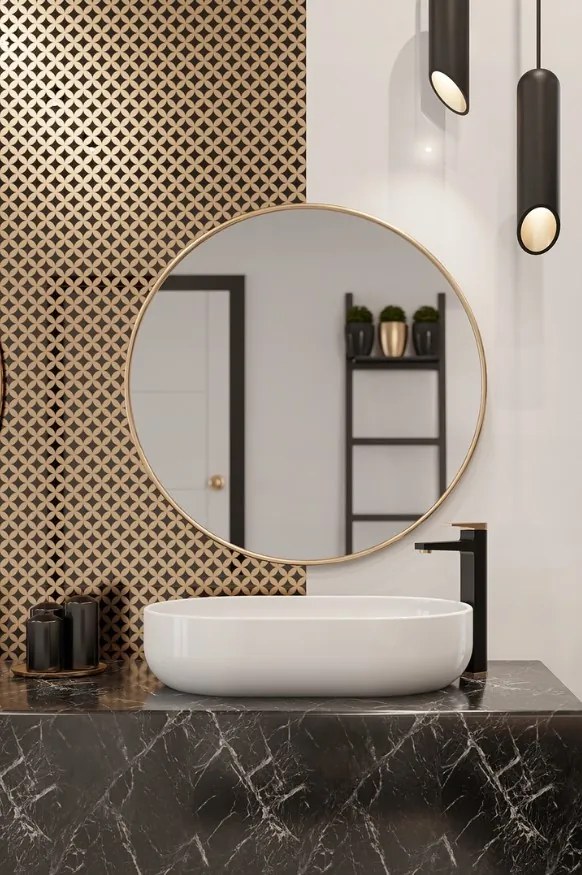 Invena Midnight, vysoká umyvadlová baterie, černá-růžové zlato, BU-35-W14-V