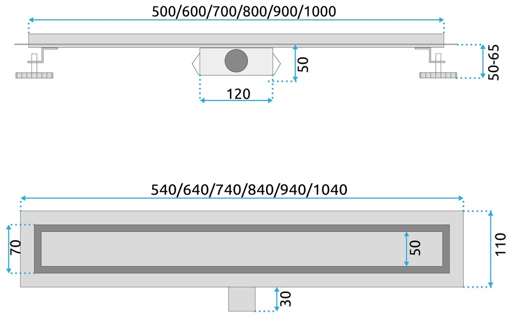 Rea Pure Neox, odtokový žlab 60cm, černá matná, REA-G6601