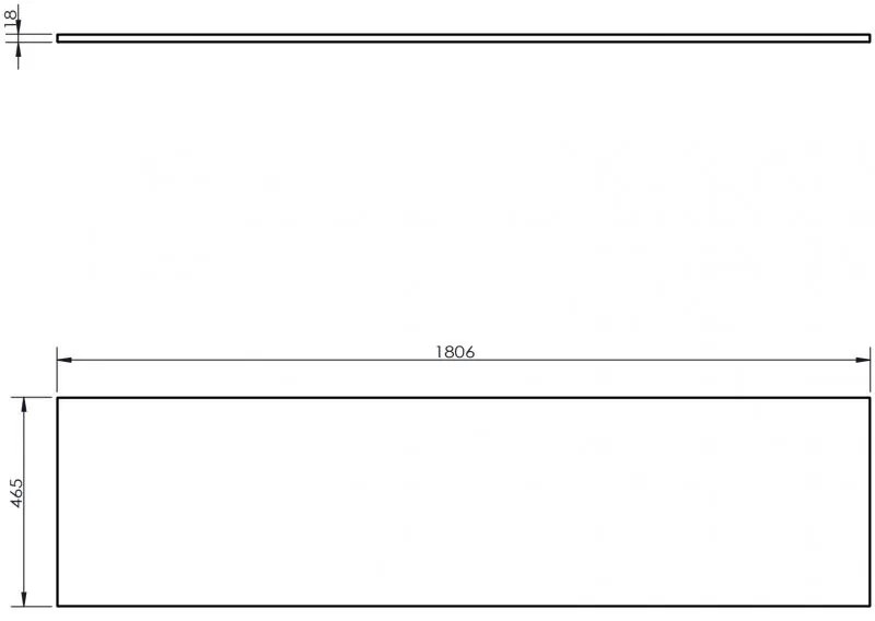 Mexen Uni, pracovní deska 180 cm, šedá matná, 91AXX-1804-464-18-62