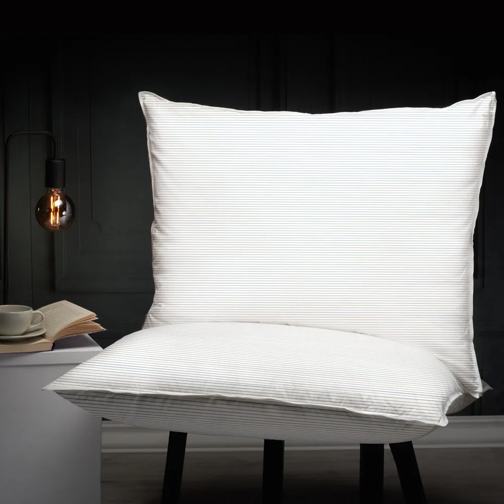 Péřový polštář DELUXE: Modro-bílý proužek 50x70cm