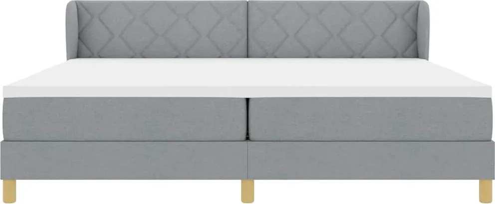 Postel s boxspringem s čelo Světle šedá 200 x 200 cm textil 3340297