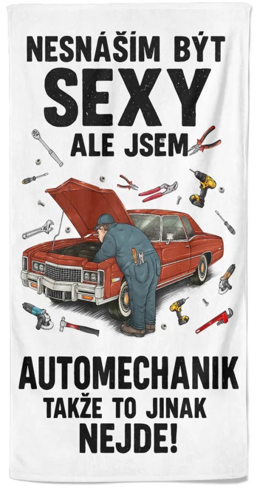 Osuška Sexy automechanik (Velikost osušky: 70x140cm)