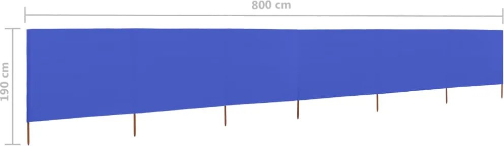 vidaXL Marketos 6dílná zástěna proti větru látková 800 x 160 cm azurově modrá
