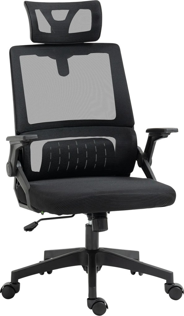Ergonomická kancelářská židle Vinsetto, židle k psacímu stolu s nastavitelnou opěrkou hlavy, výškově nastavitelné područce, počítačová židle s funkcí…