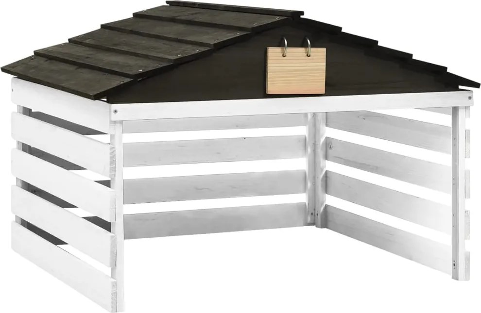 Garáž na robotickou sekačku černobílá 78x74x54 cm jedlové dřevo 315300