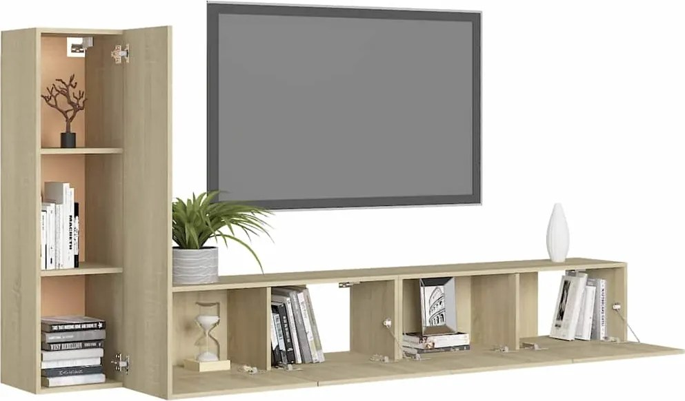 3dílný set TV skříněk dub sonoma kompozitní dřevo 3078990