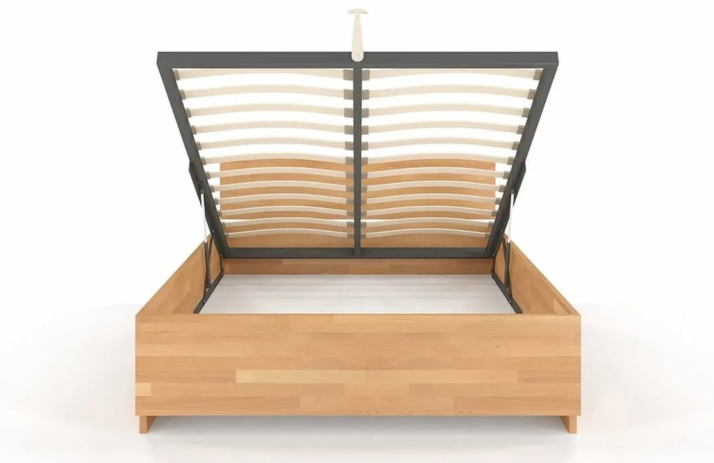 Prodloužená postel s úložným prostorem Bergman - buk   , Buk přírodní, 120x220 cm