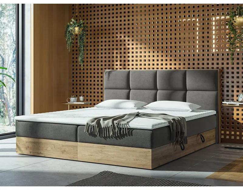 Kontinentálni postel Bogonita, Rozměr postele: 160x200, Potah: zlatý řemeslný dub / Soro 28
