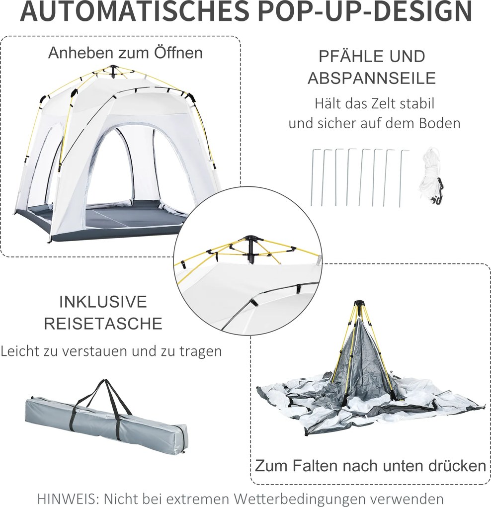 Vysouvací kopulovitý stan pro 3 osoby lehký, stabilní, vodotěsný, UV 50+, s okénkem na háček, podlážka