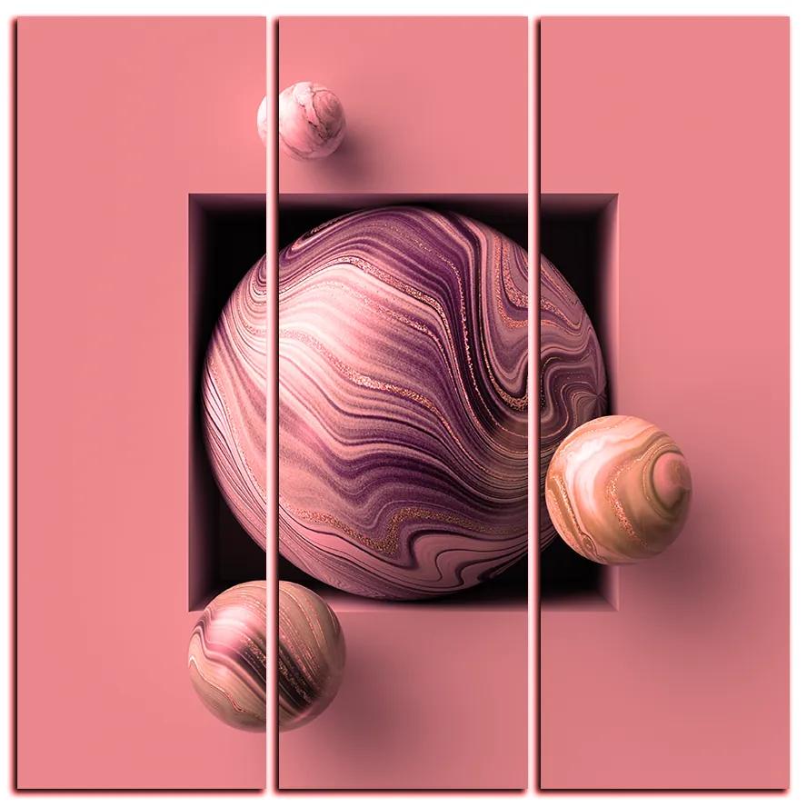Obraz na plátně - Mramorové barevné kuličky - čtverec 388QB (105x105 cm)