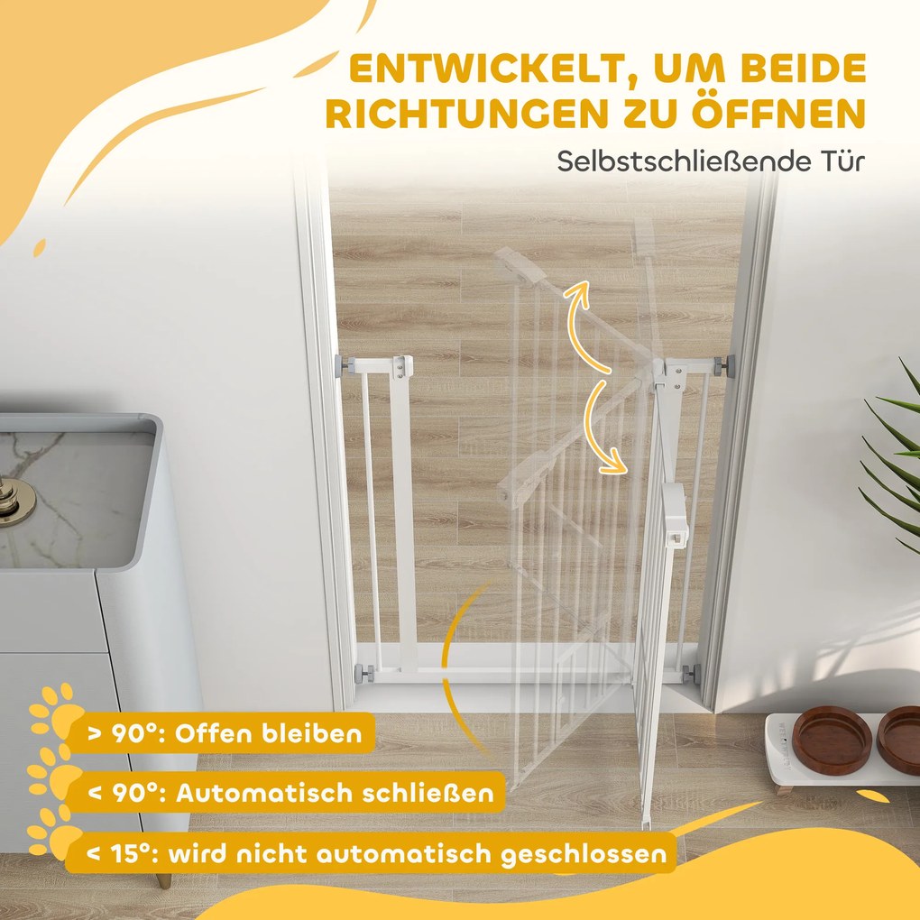 Ochranný kryt na dveře PawHut pro psy a děti, bez vrtání, s automatickým zavíráním, 74-80 cm, ochrana schodů