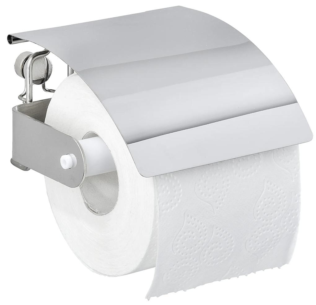 WENKO Držák WC papíru BEZ VRTÁNÍ Premium Plus kovově lesklý 9x14x13 cm