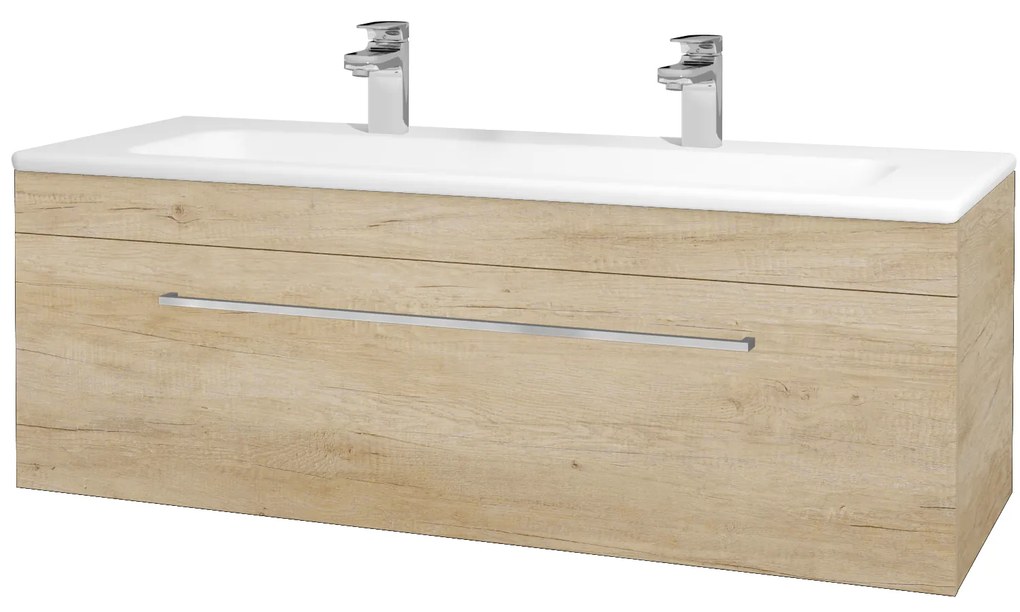 Dřevojas Koupelnová skříň ASTON SZZ 120 Varianta: N01 Bílá lesk / Úchytka T02 / D16 Beton tmavý